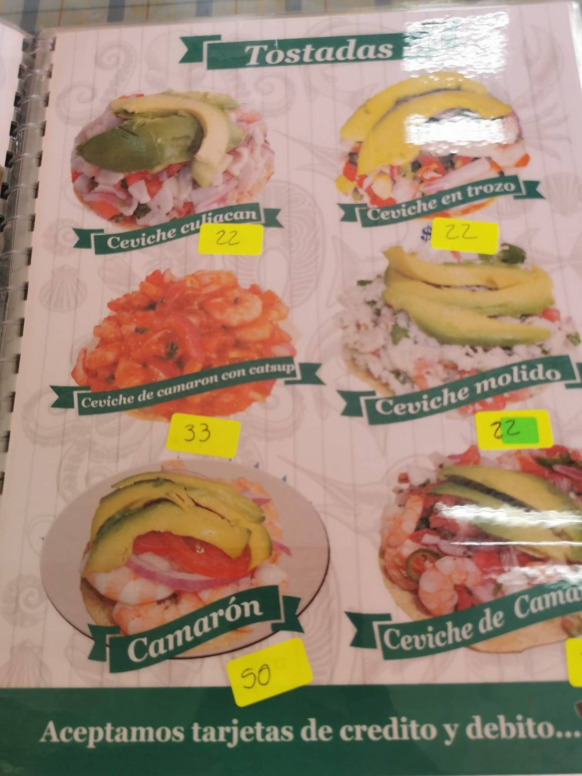 Carta del restaurante Mariscos Los Amigos, Guadalajara, Av. Malecón 695
