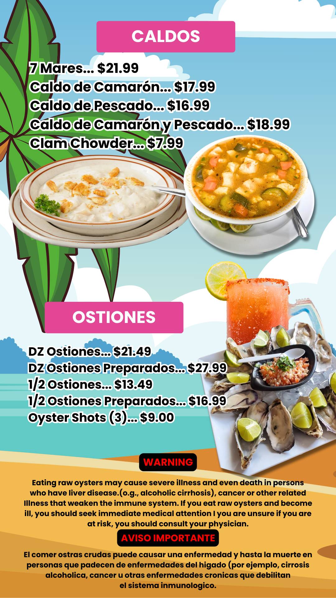 Menu at Mariscos Seafari Restaurant, Anaheim