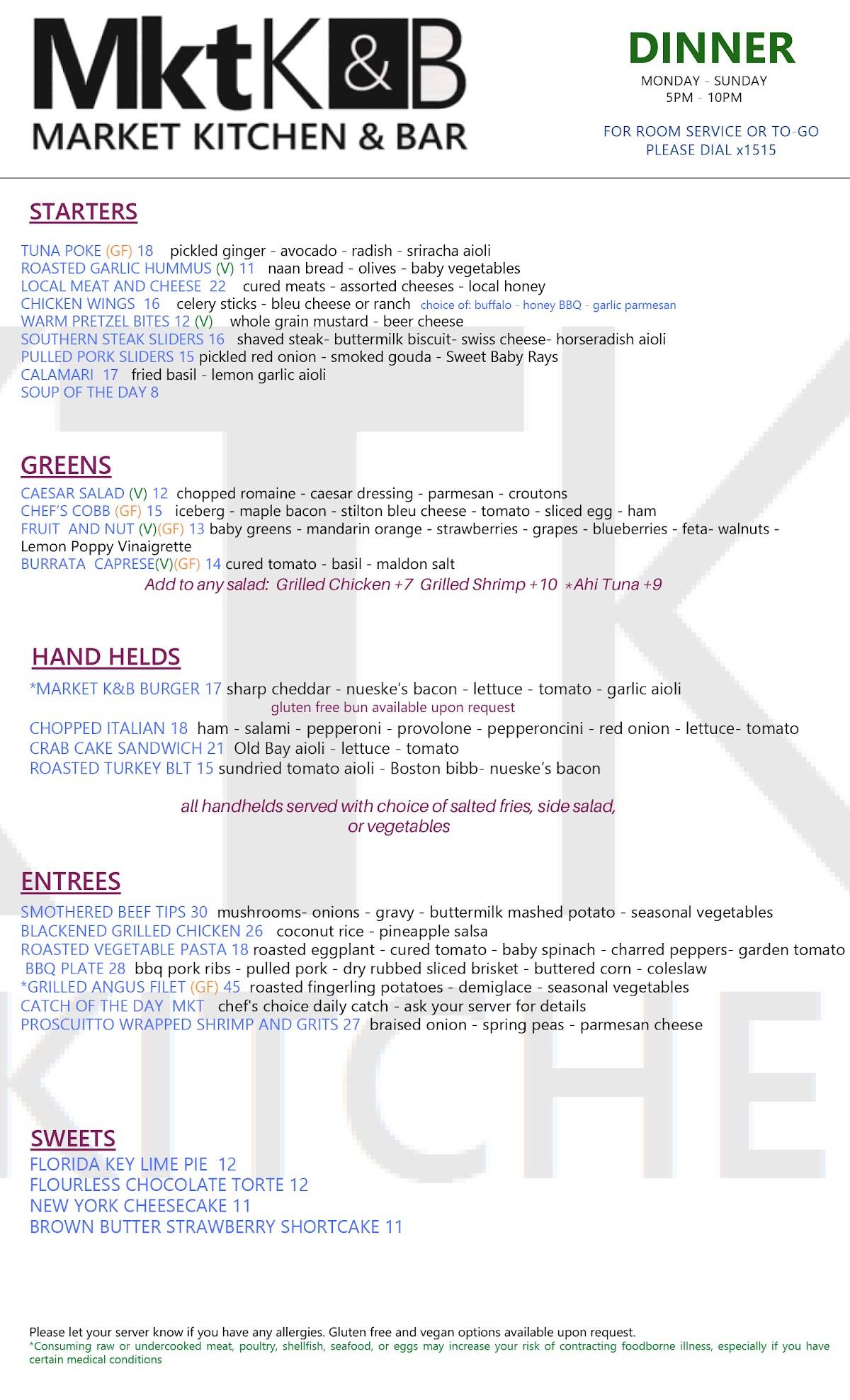 Menu at Market Kitchen & Bar, Ocala