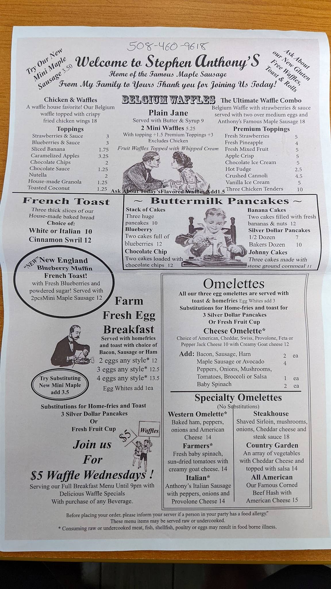 Menu at Stephen Anthony's Restaurant, Marlborough
