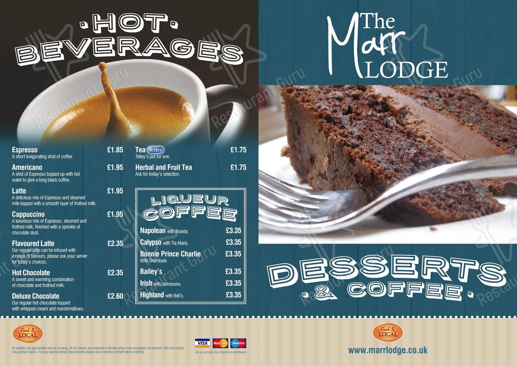 Menu at Marr Lodge pub & bar, Doncaster