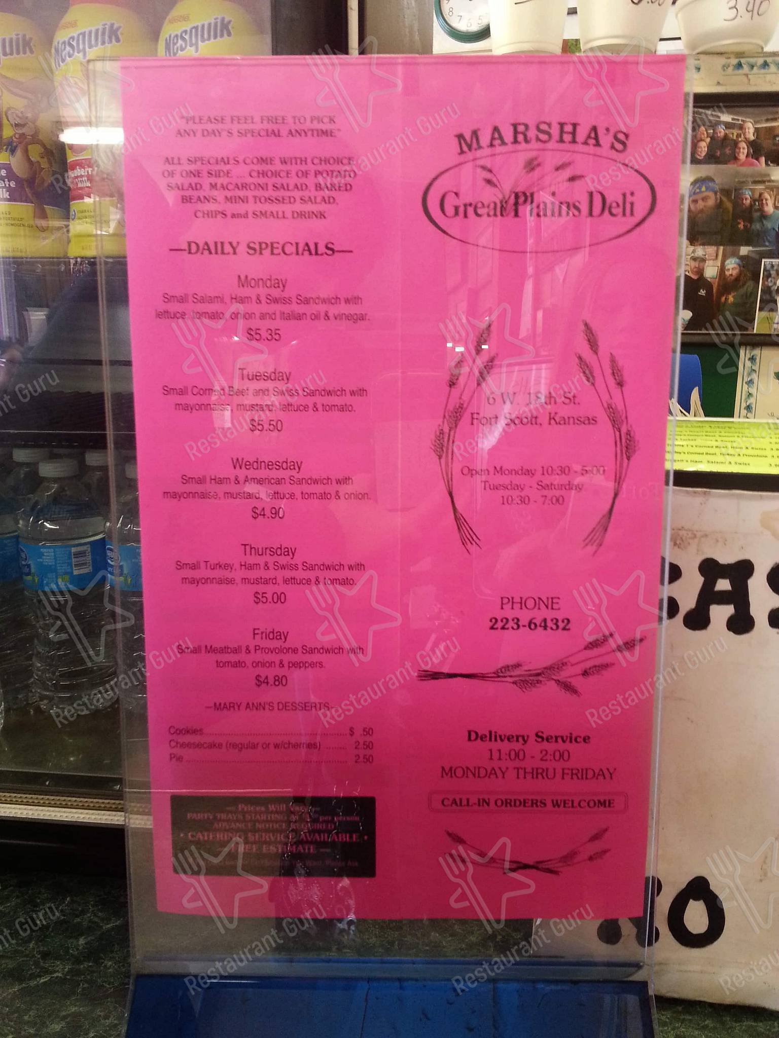 Menu at Great Plains Deli restaurant, Fort Scott