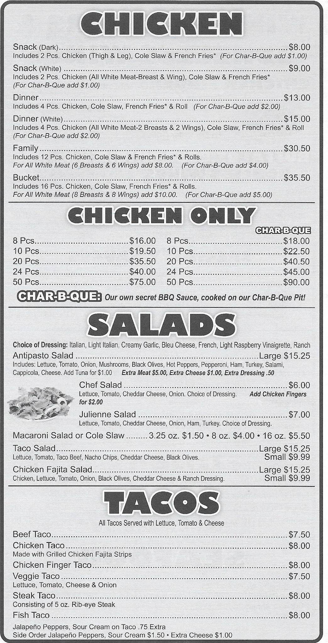 Menu at Master Pizza pizzeria, Cheektowaga, William St