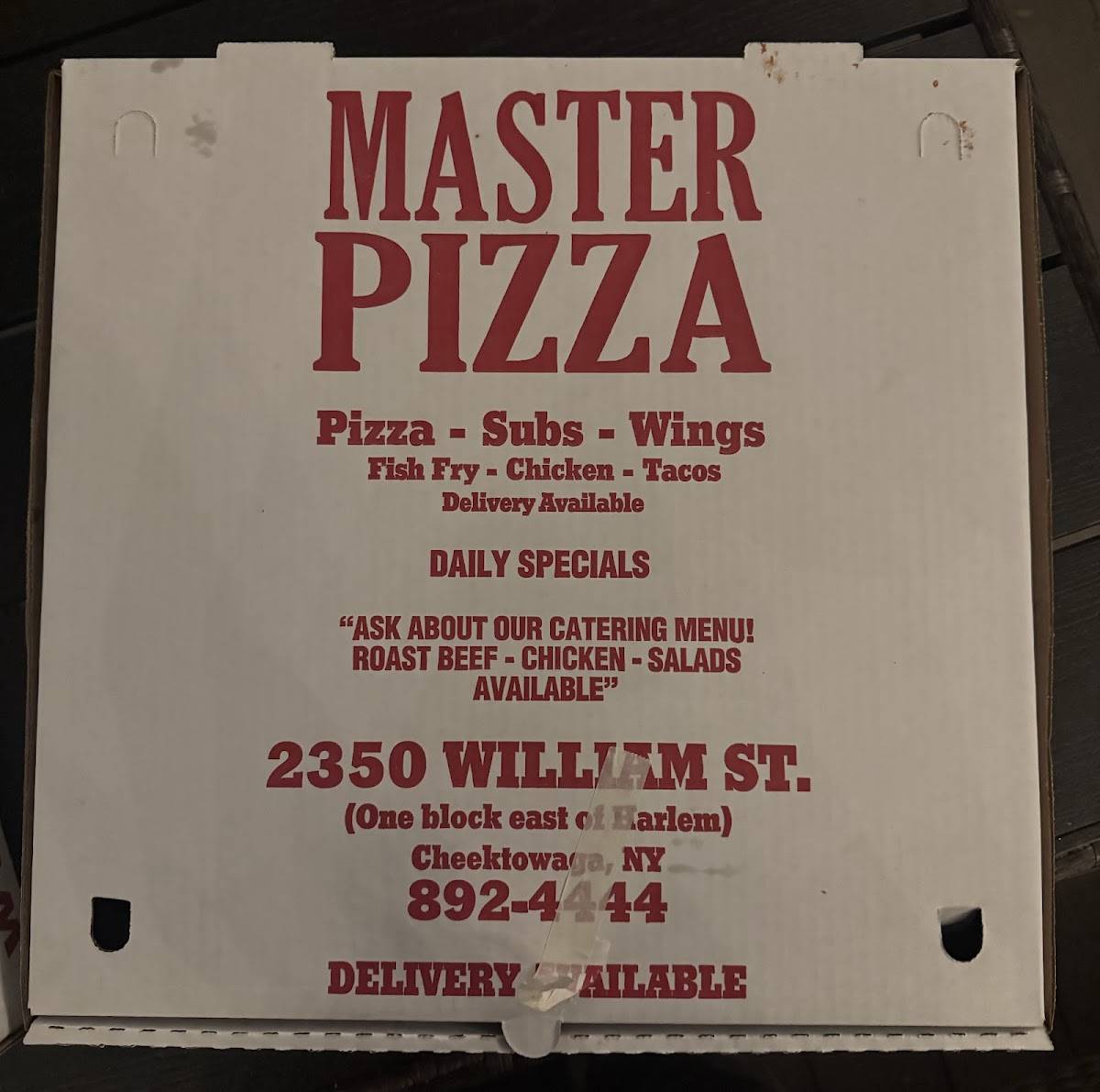 Menu at Master Pizza pizzeria, Cheektowaga, William St