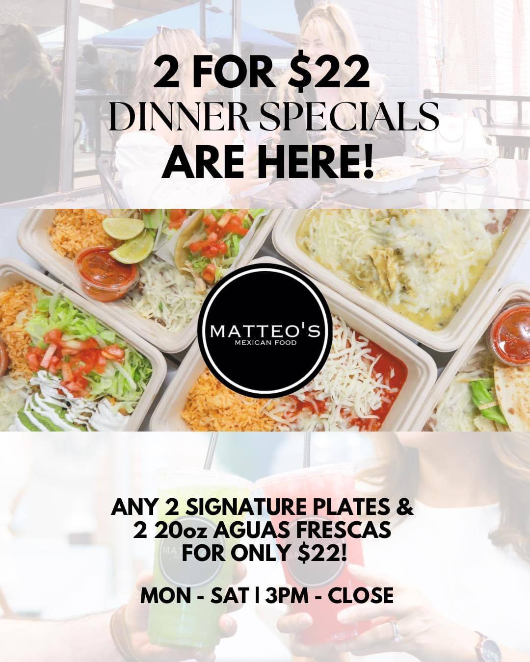 Menu at Matteo's Mexican Food restaurant, El Paso