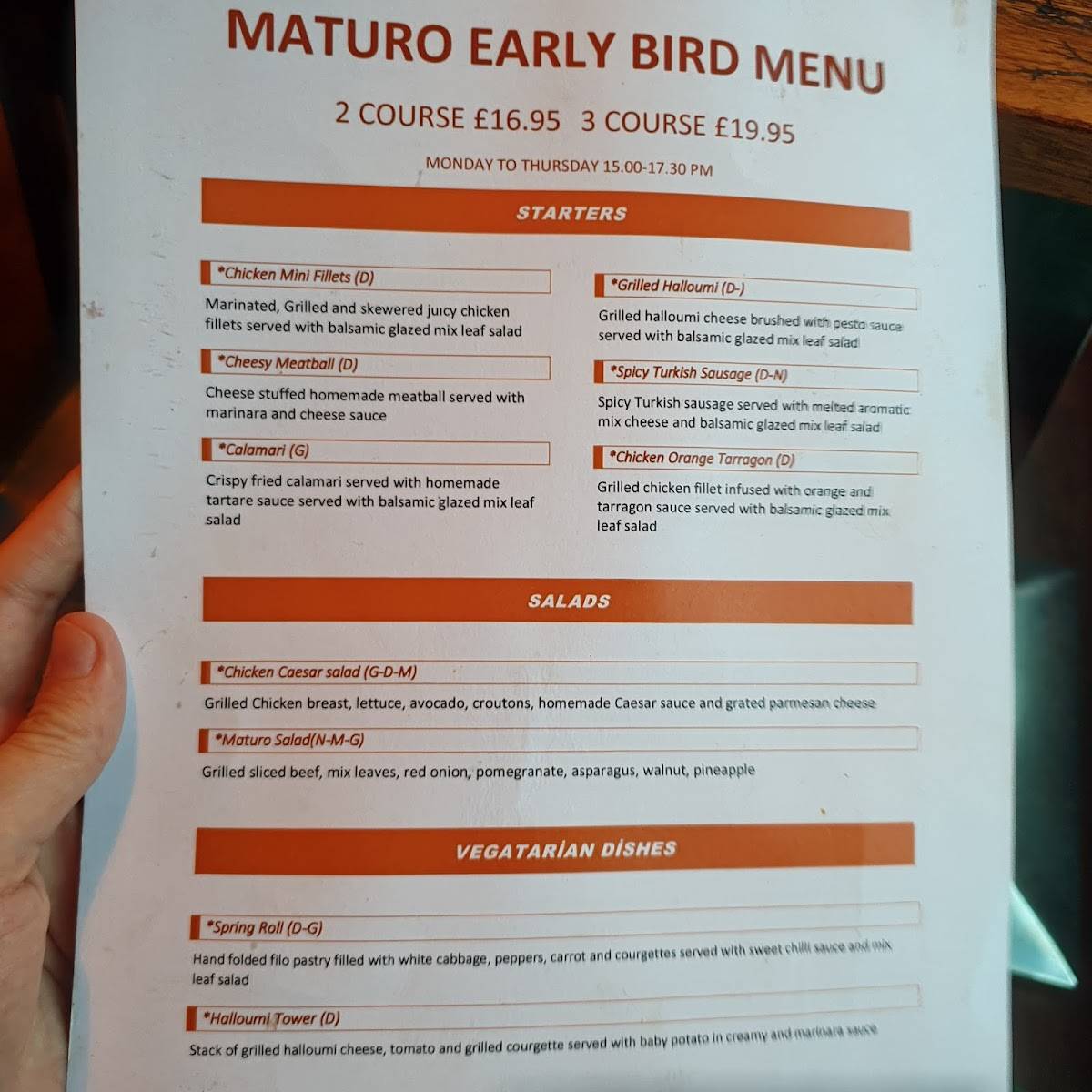 Menu at Maturo Meathouse steakhouse, Manchester