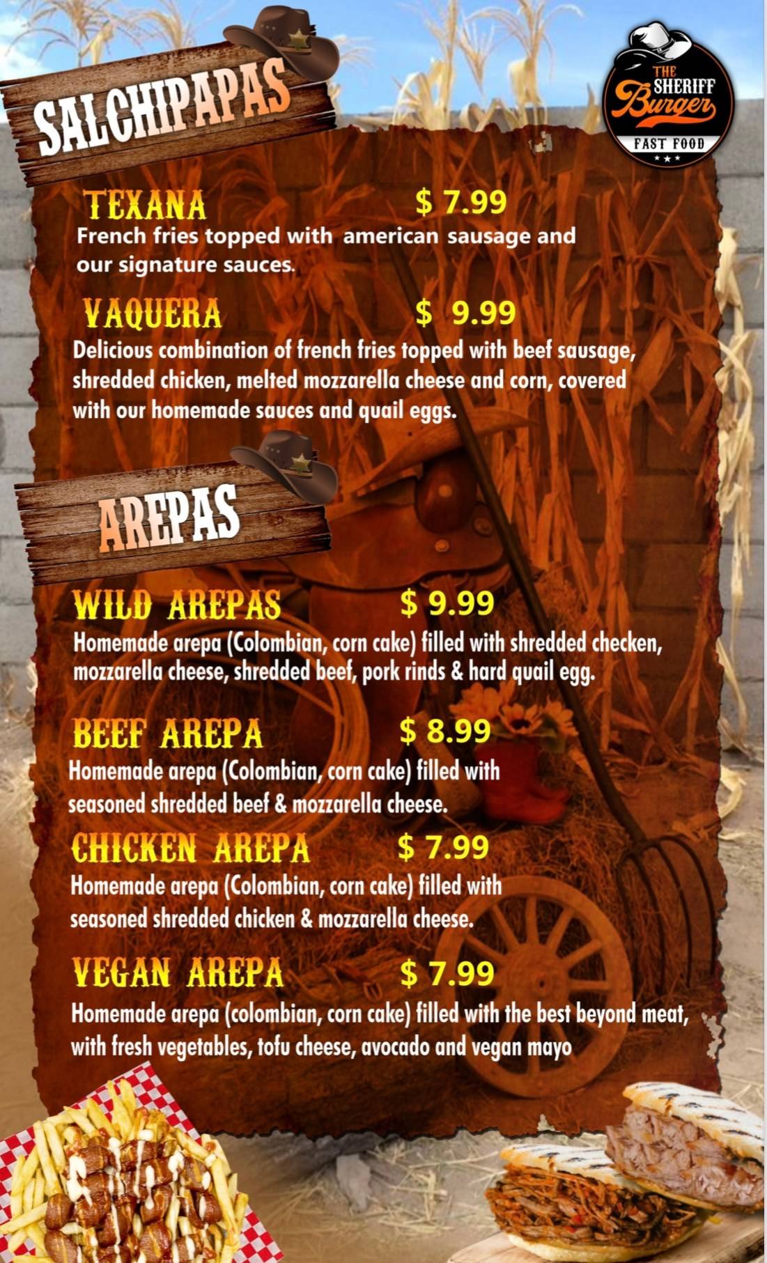 Menu at The Sheriff Burger restaurant, Simpsonville