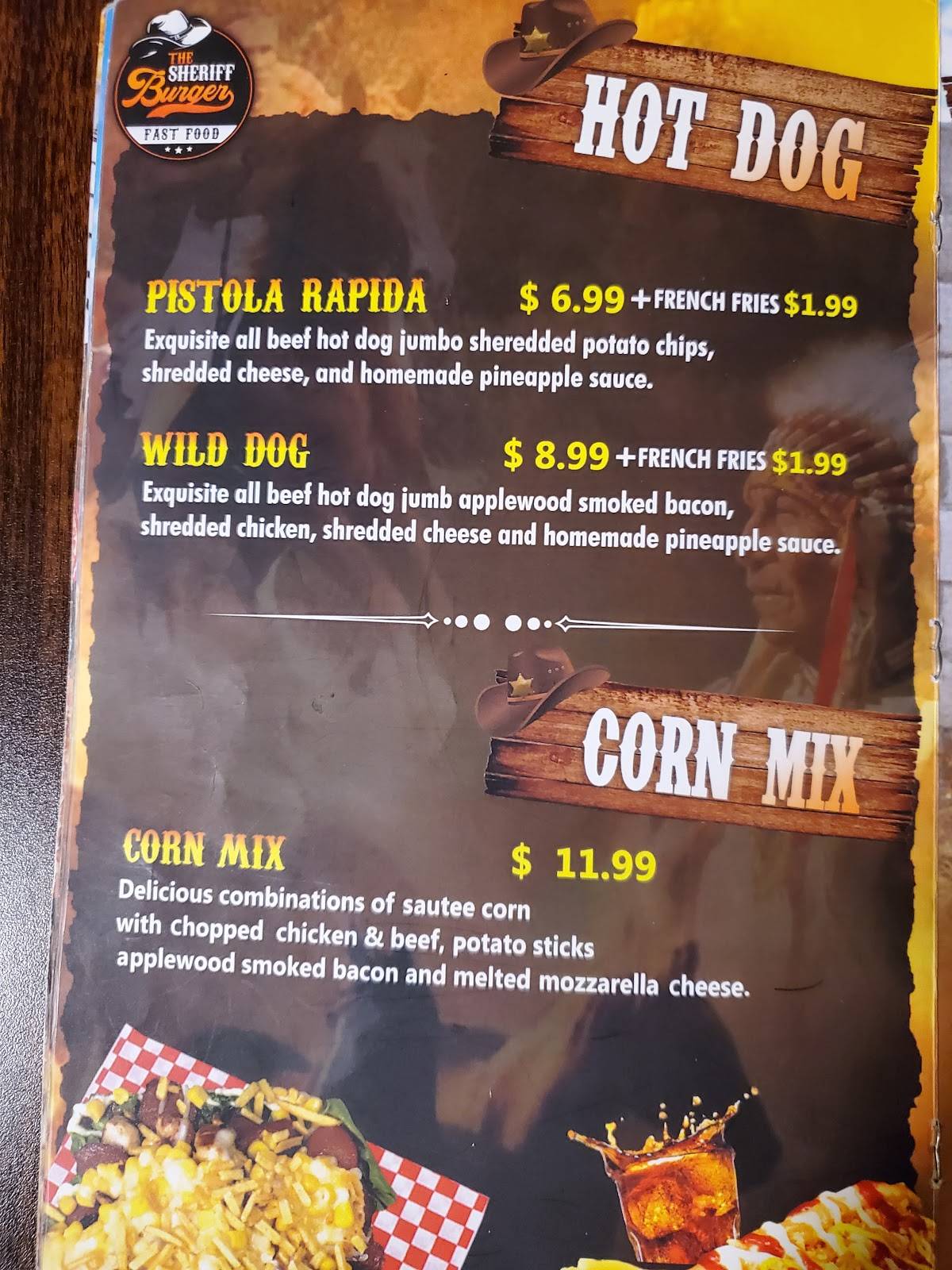 Menu at The Sheriff Burger restaurant, Simpsonville