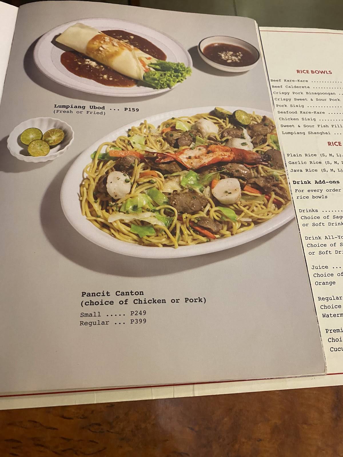 Menu at Max's Restaurant, Makati, Abenida Maria Orosa