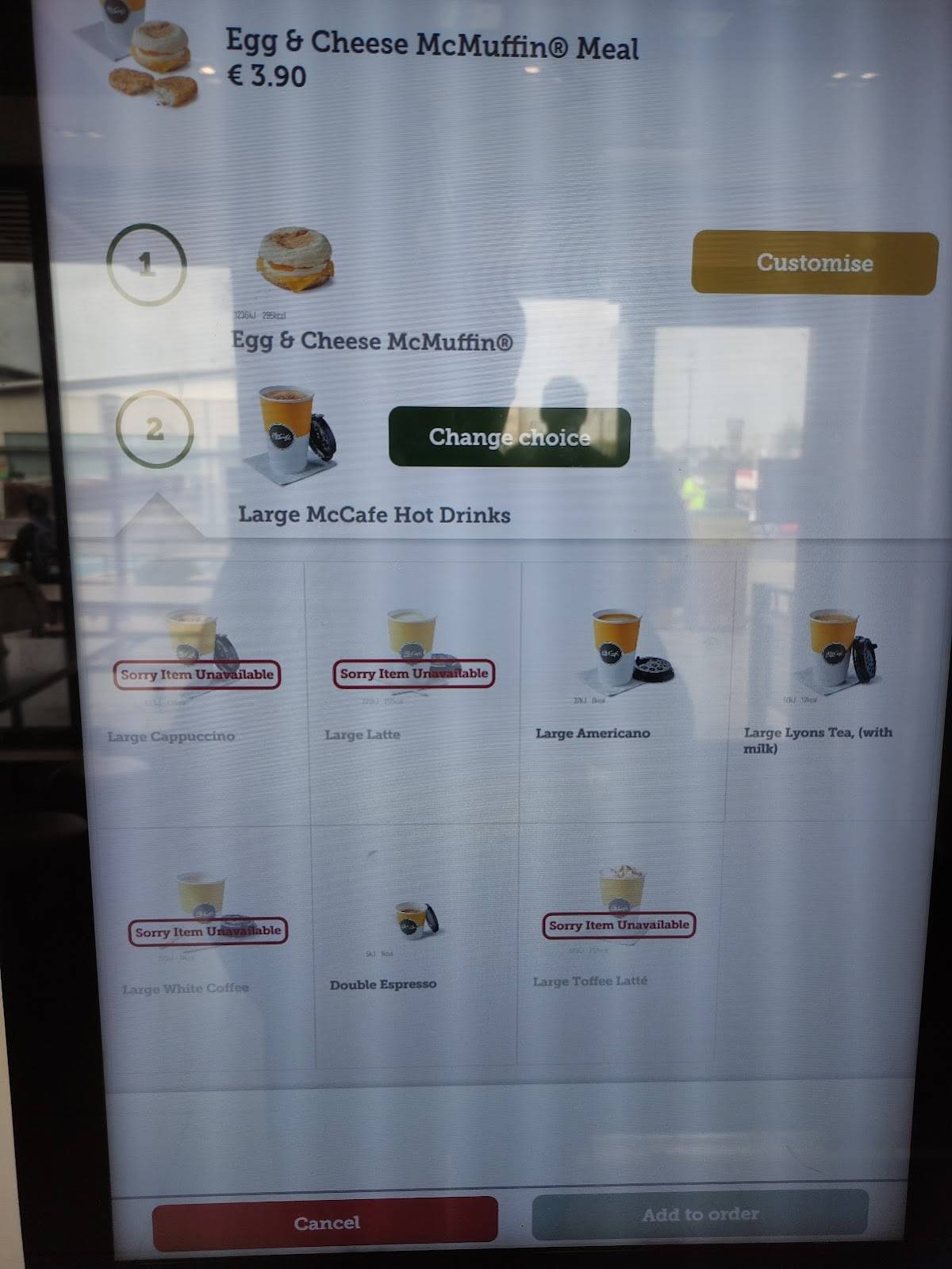 Menu at McDonald's fast food, Dublin, Gullivers Retail Park