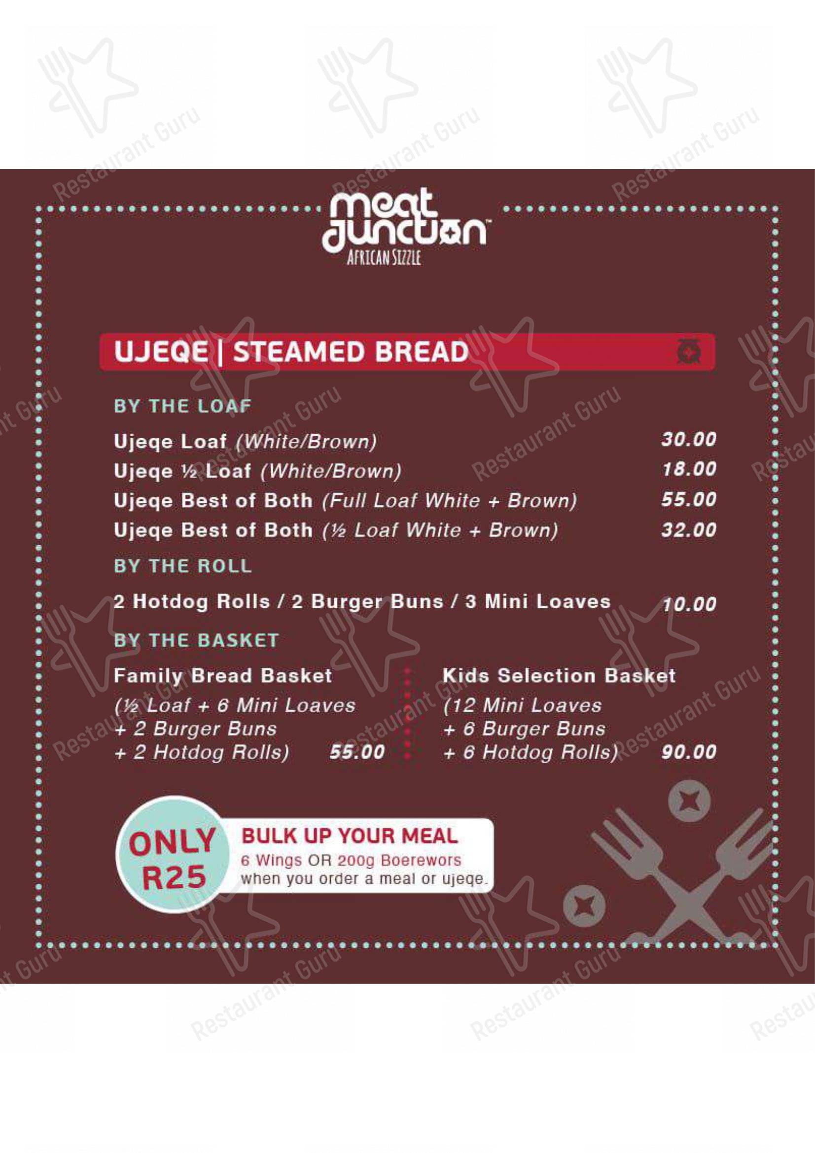 Menu at Meat Junction restaurant, Durban, 58-62 West St