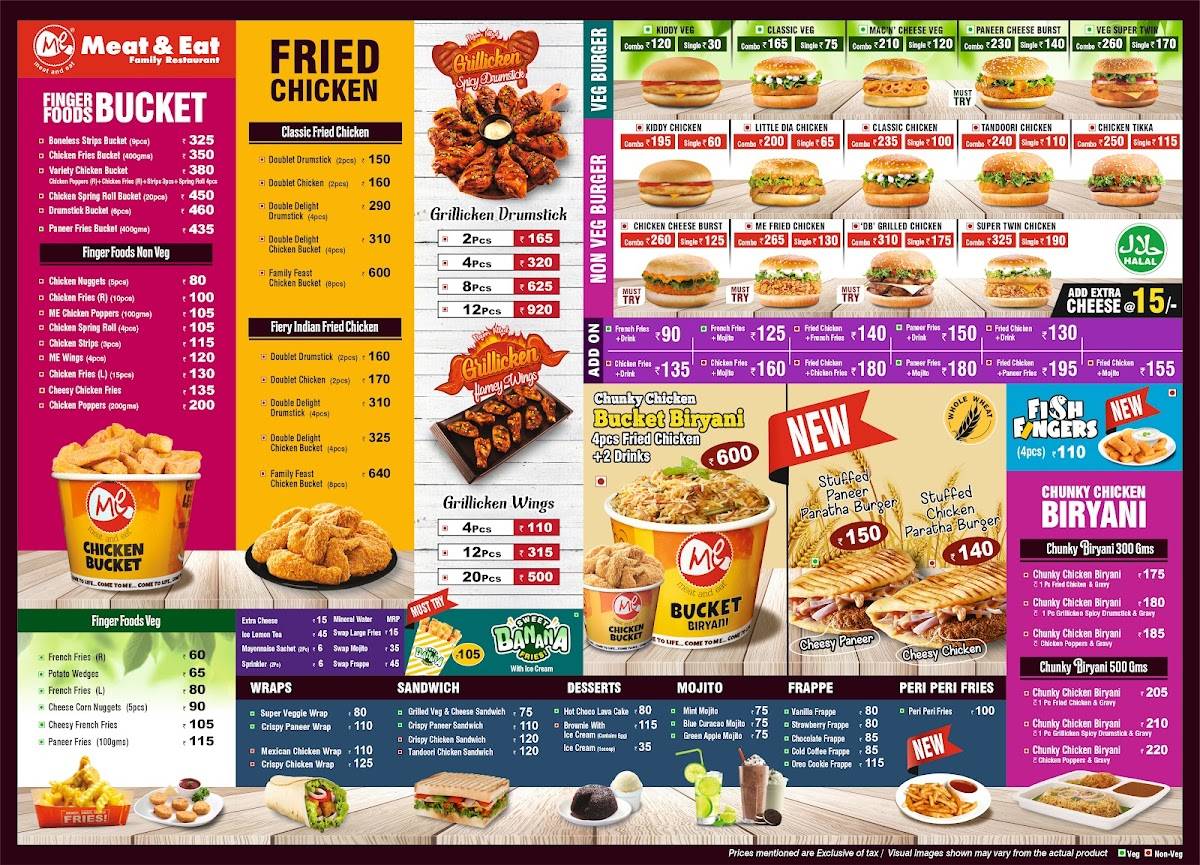 Menu at Meat and eat, Koothanallur