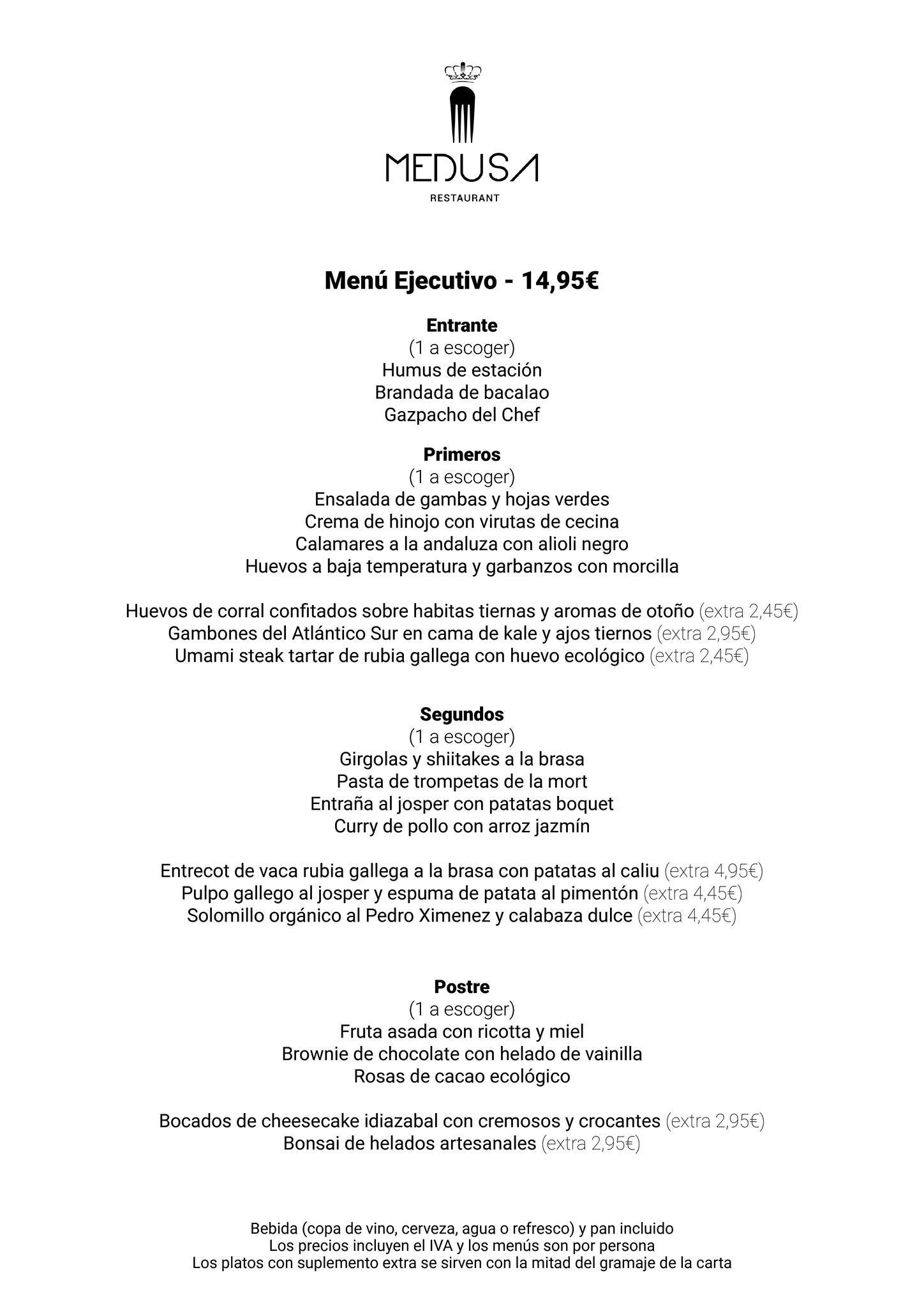 Menu at Medusa pub & bar, Barcelona