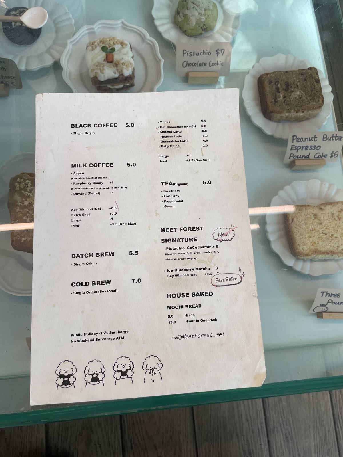 Menu at Meet Forest cafe, South Yarra