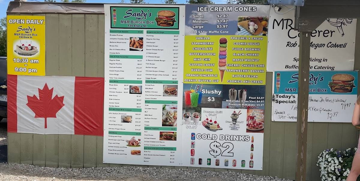 Menu at Megan & Rob's Burger Box restaurant, Mildmay