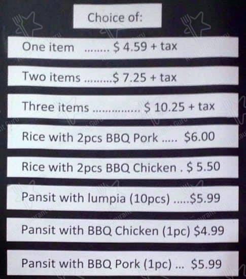 Menu at Mekeni Restaurant, Daly City