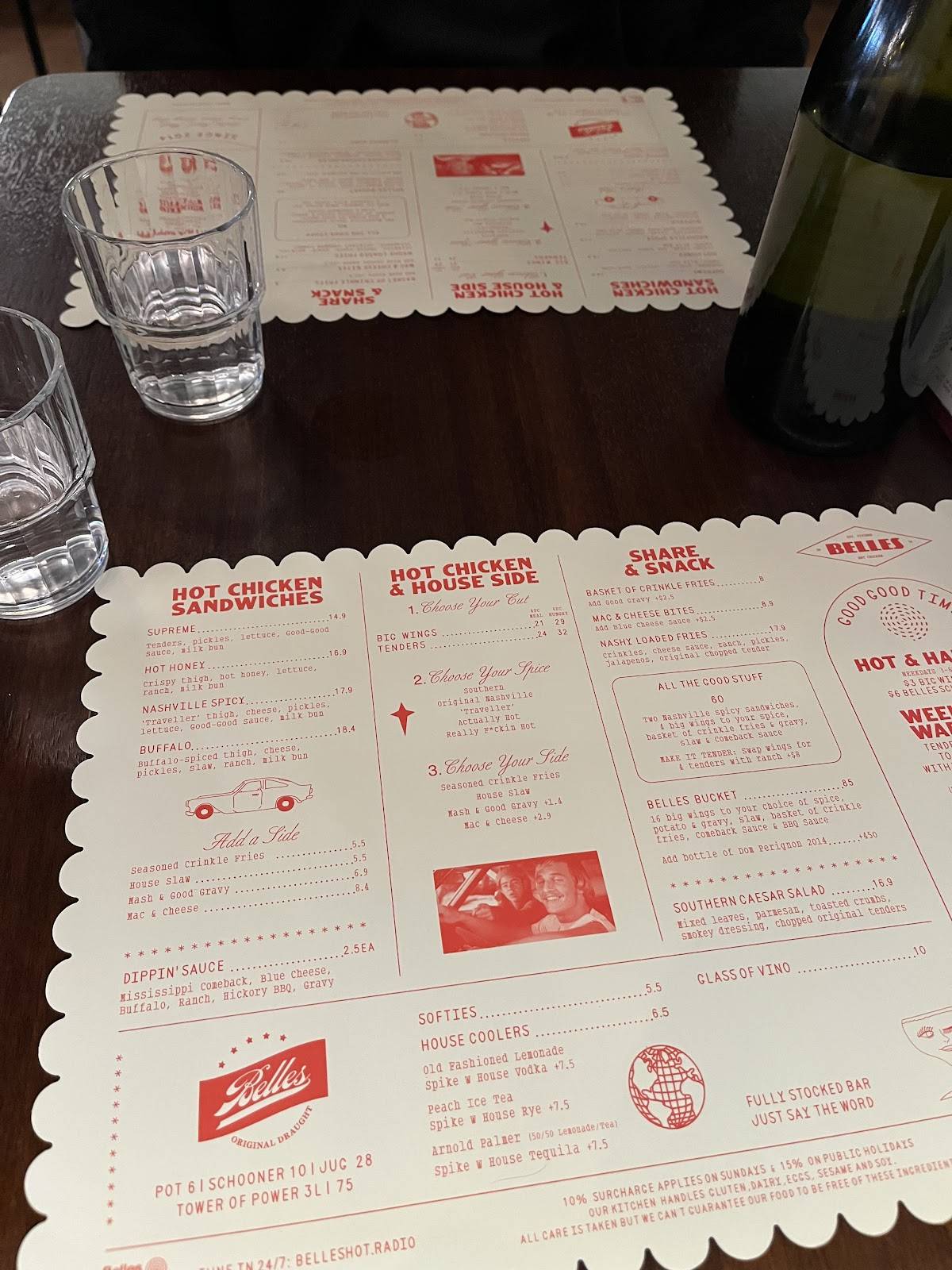 Menu at Belles Hot Chicken Melbourne CBD pub & bar, Melbourne, 147 ...