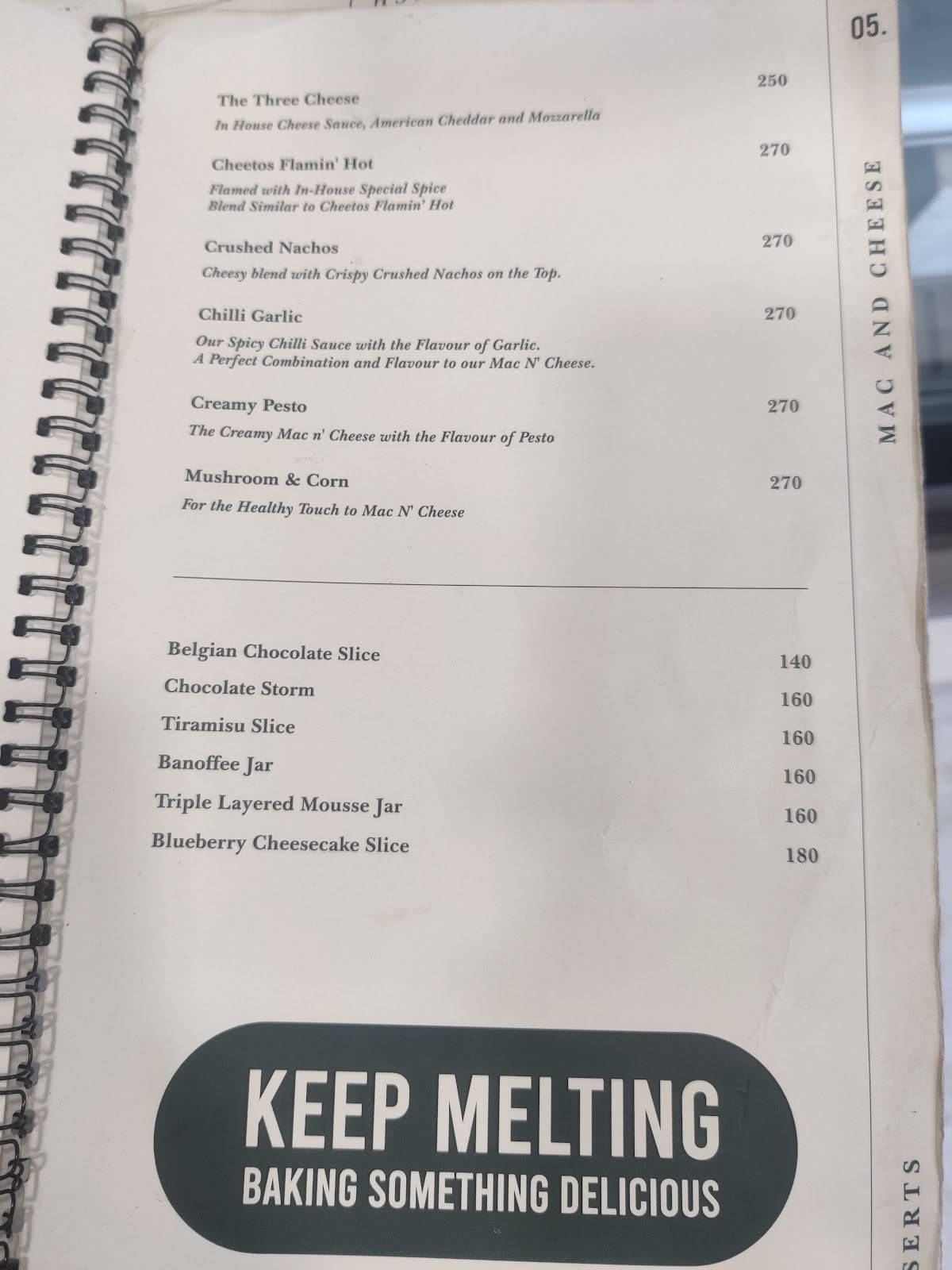 Menu at Meltado, Delhi