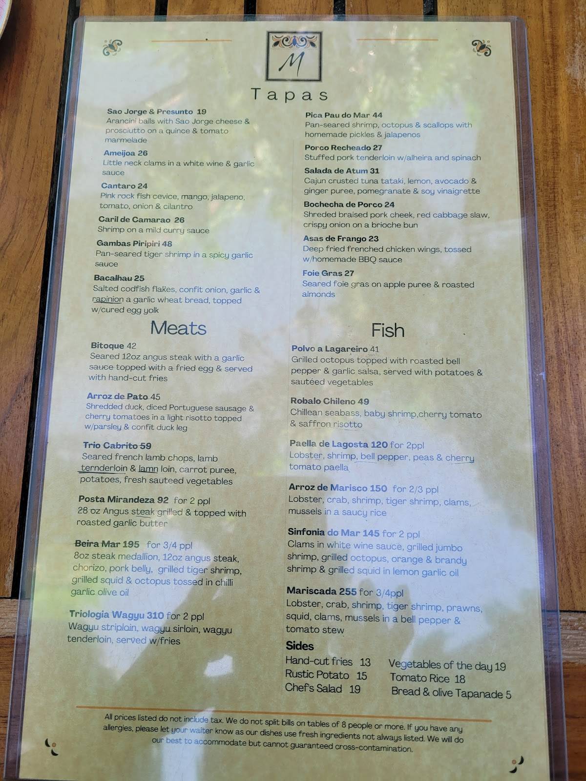 Menu at Mercado Restaurant, Toronto