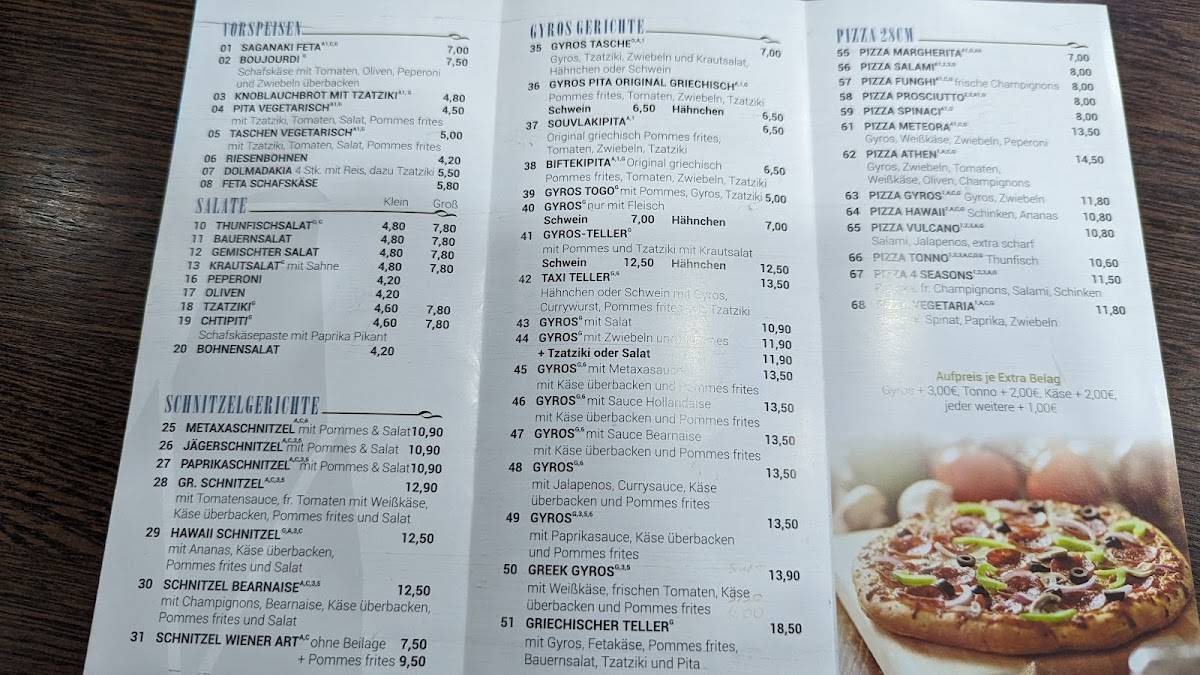 Menu au Meteora Grill restaurant, Leverkusen
