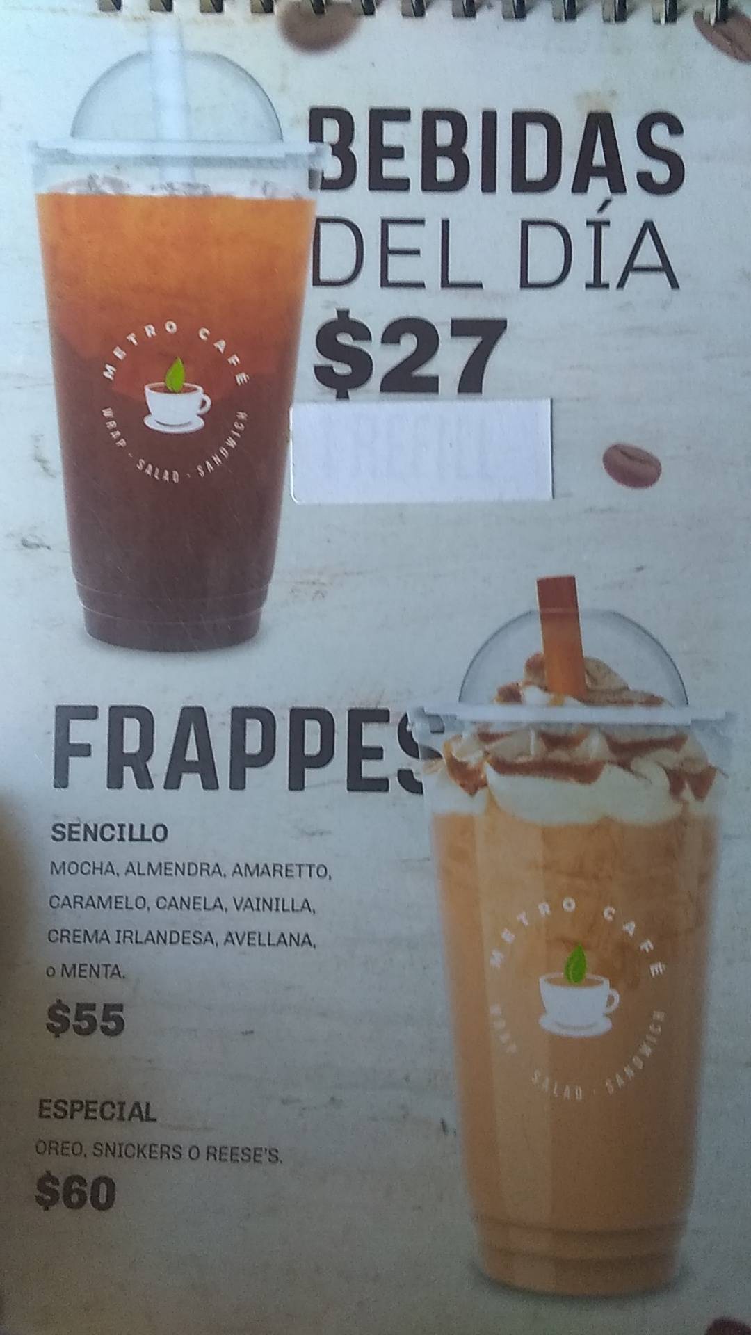 Carta de Metro Café, Mexicali