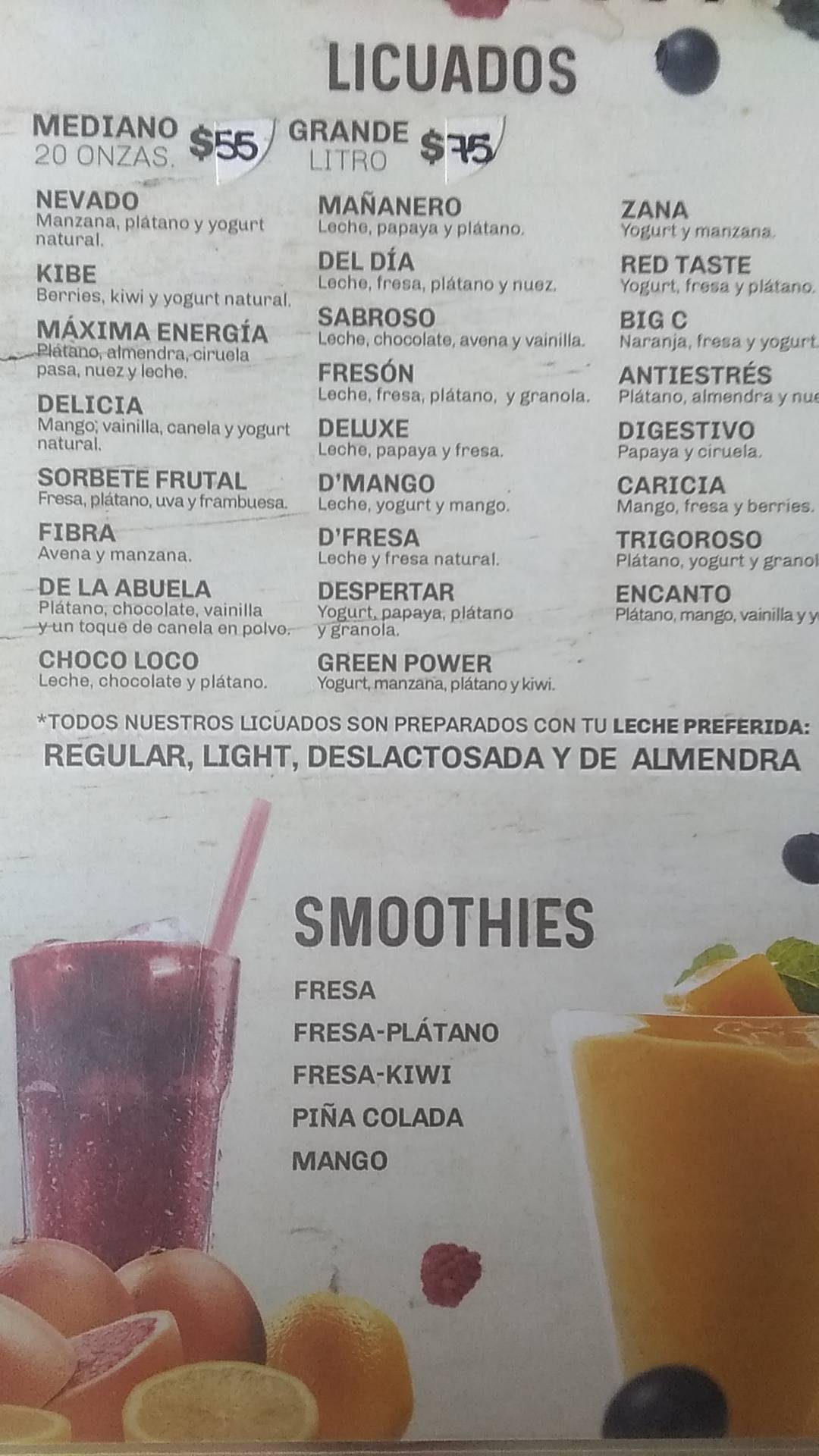 Carta de Metro Café, Mexicali