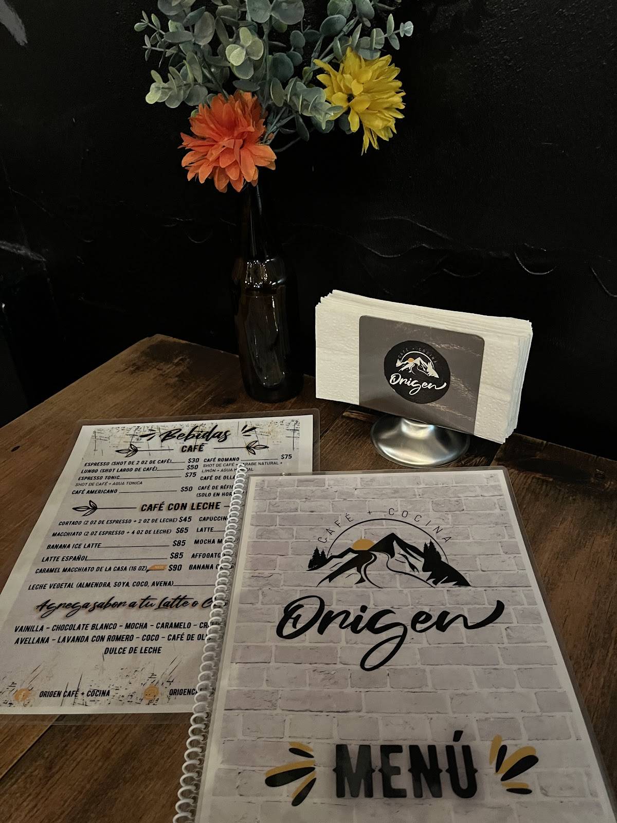 Menu at Origen Café + Cocina, Mexicali