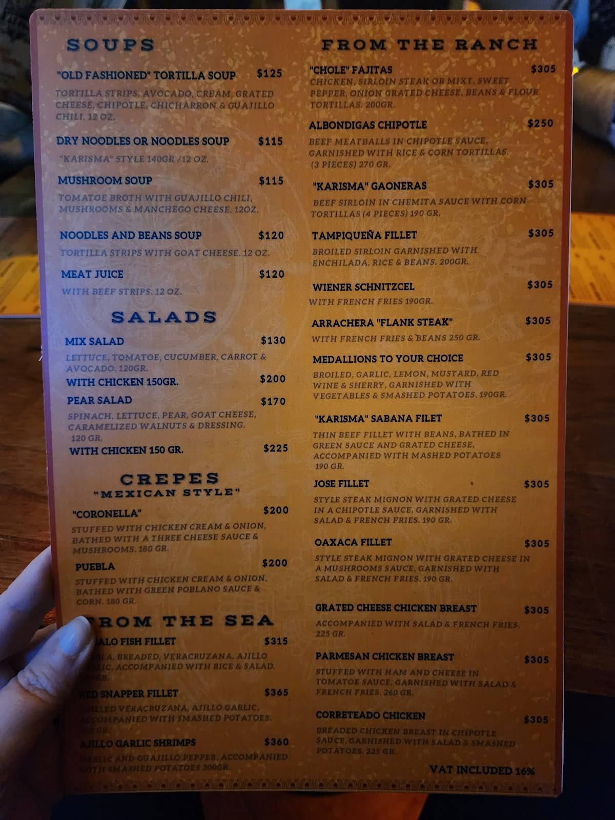 Menu at Karisma pub & bar, Ciudad López Mateos, Campos Elíseos 219
