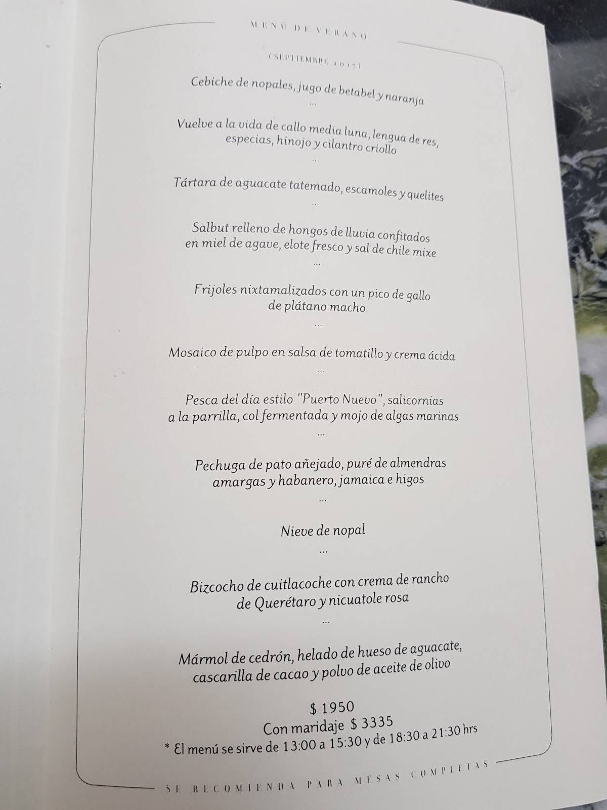 Carta del restaurante Quintonil, Ciudad López Mateos, Newton 55 Col ...