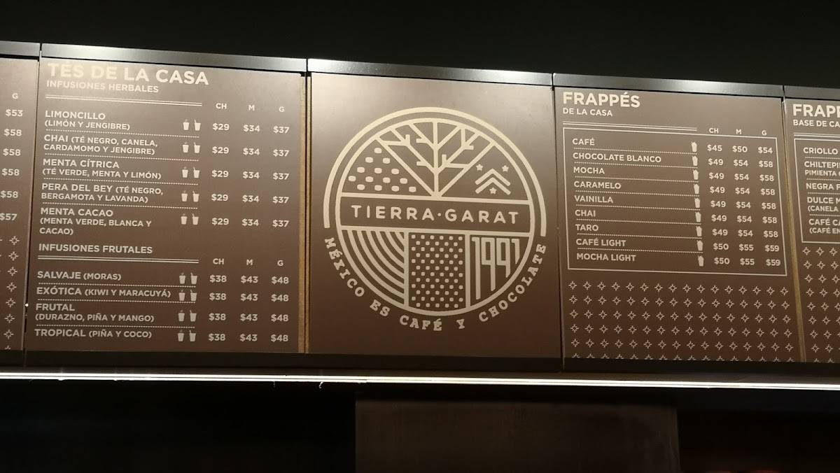 Carta del café Tierra Garat Miguel Hidalgo, Ciudad del México, Av ...