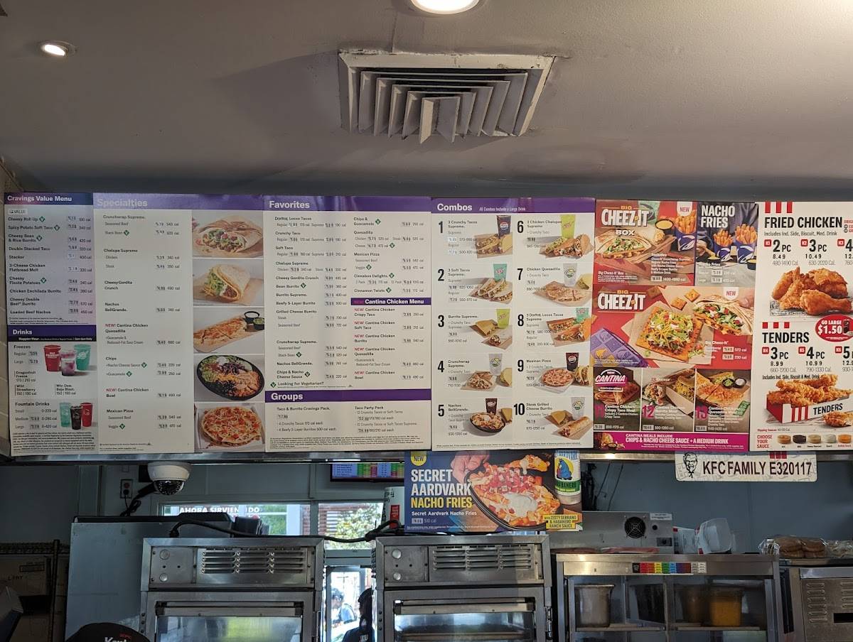 Menu at KFC fast food, Miami, SW 8th St