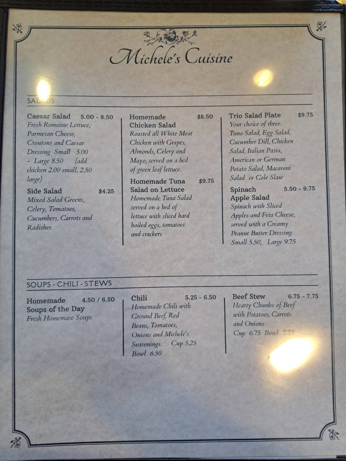 Menu at Michele's Cuisine restaurant, Lady Lake, 18050 SE 102nd Terrace