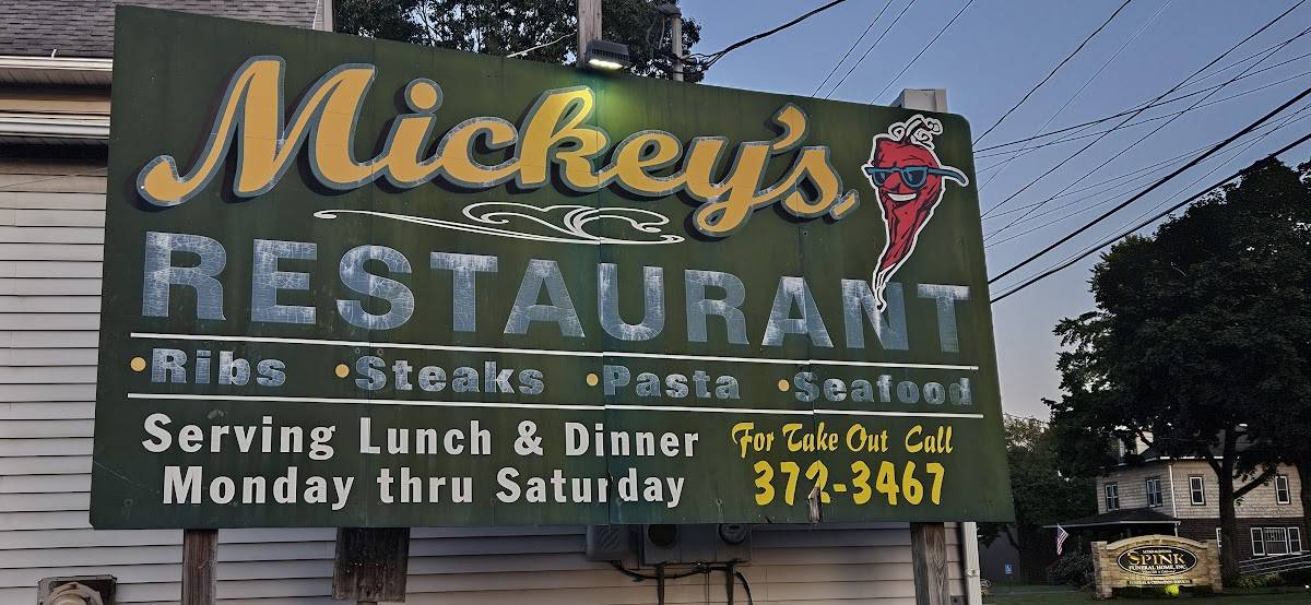 Menu at Mickey's restaurant, Olean