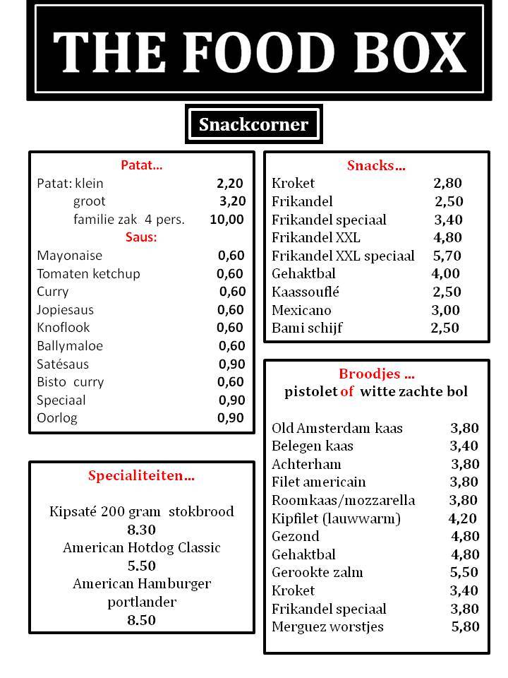 Carta de The Food Box, Middenmeer