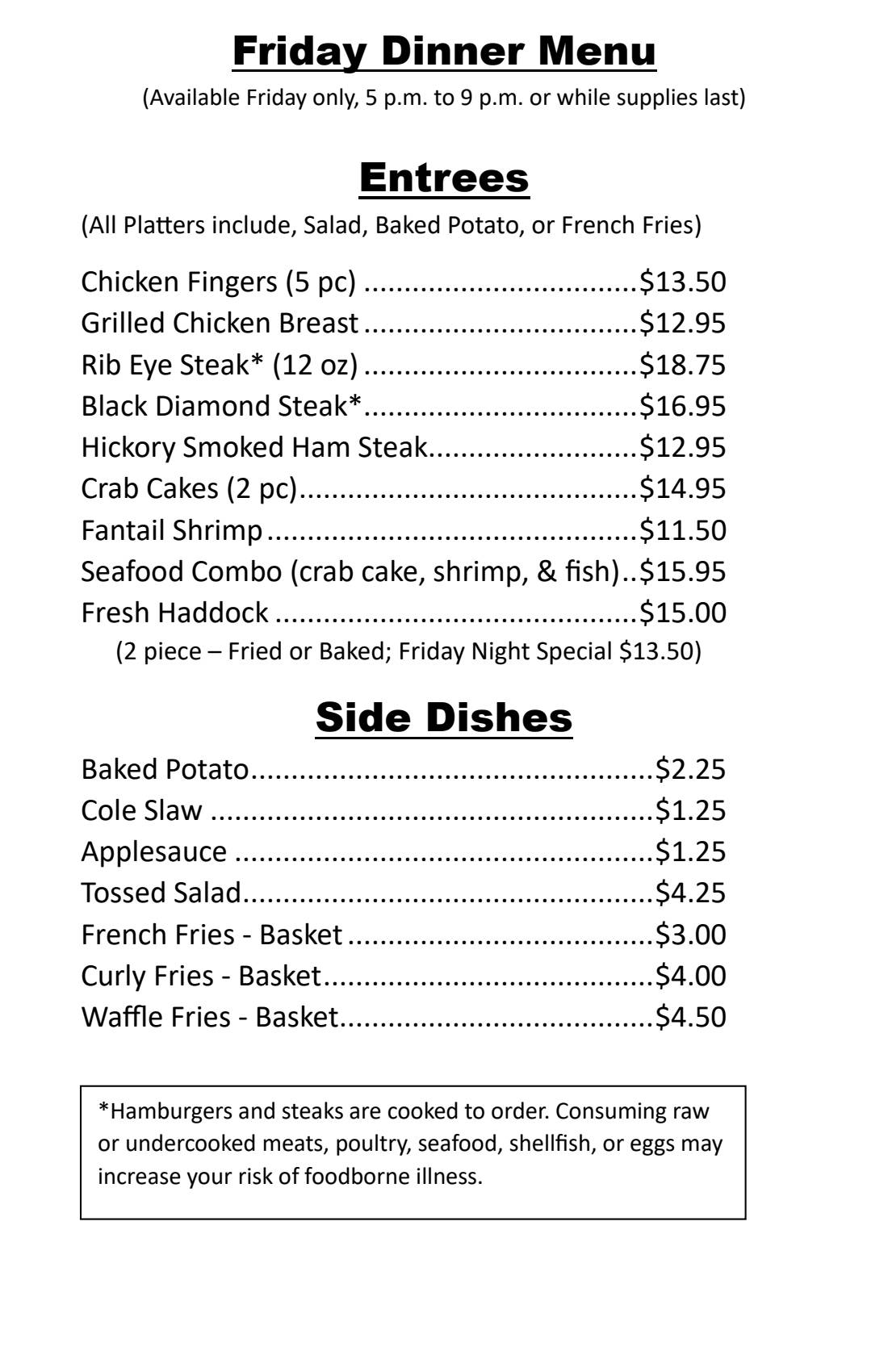 Menu at Middleburg Moose Lodge 1229 restaurant, Middleburg