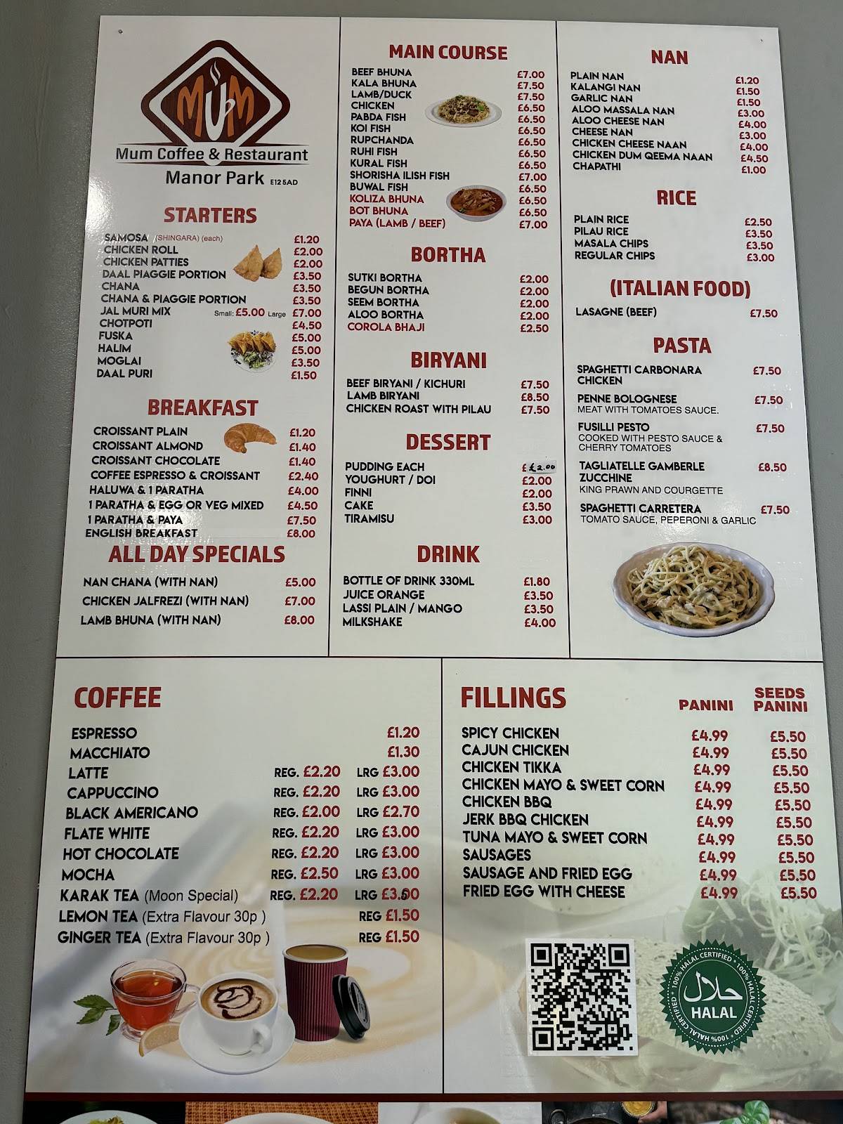Menu at Midpoint restaurant, London, 112 Whitechapel Rd