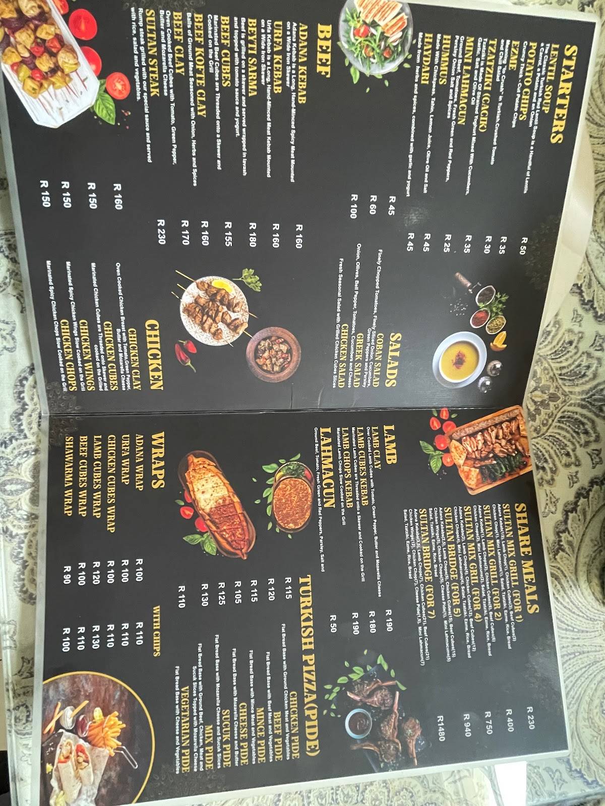 Menu at Ottoman Palace Turkish Restaurant, Midrand