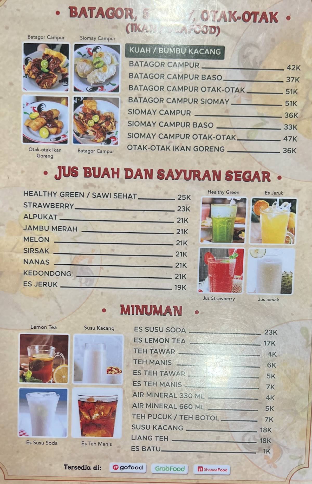 Menu at Mie Bandung Kejaksaan 1964 restaurant, Wana Kerta, Ruko Terrace 9
