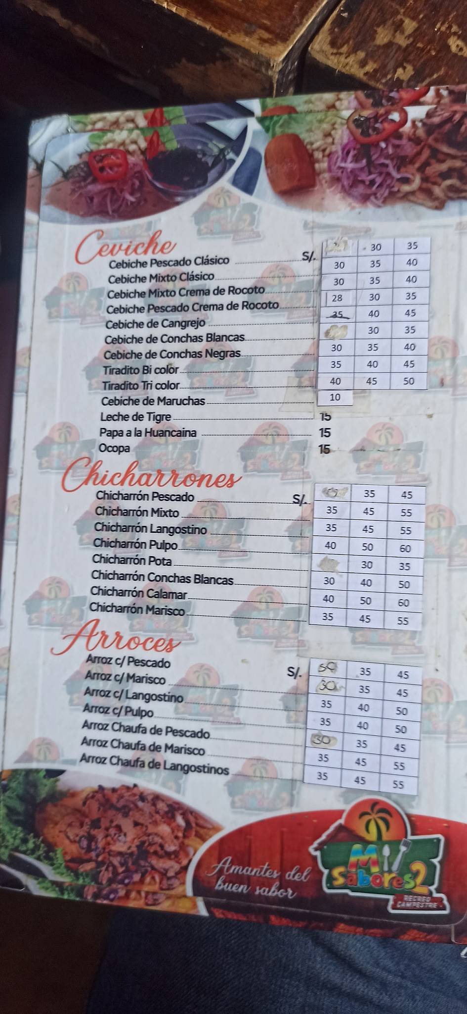 Carta del restaurante Mil sabores, Nuevo Chimbote, WCGJ+HFX