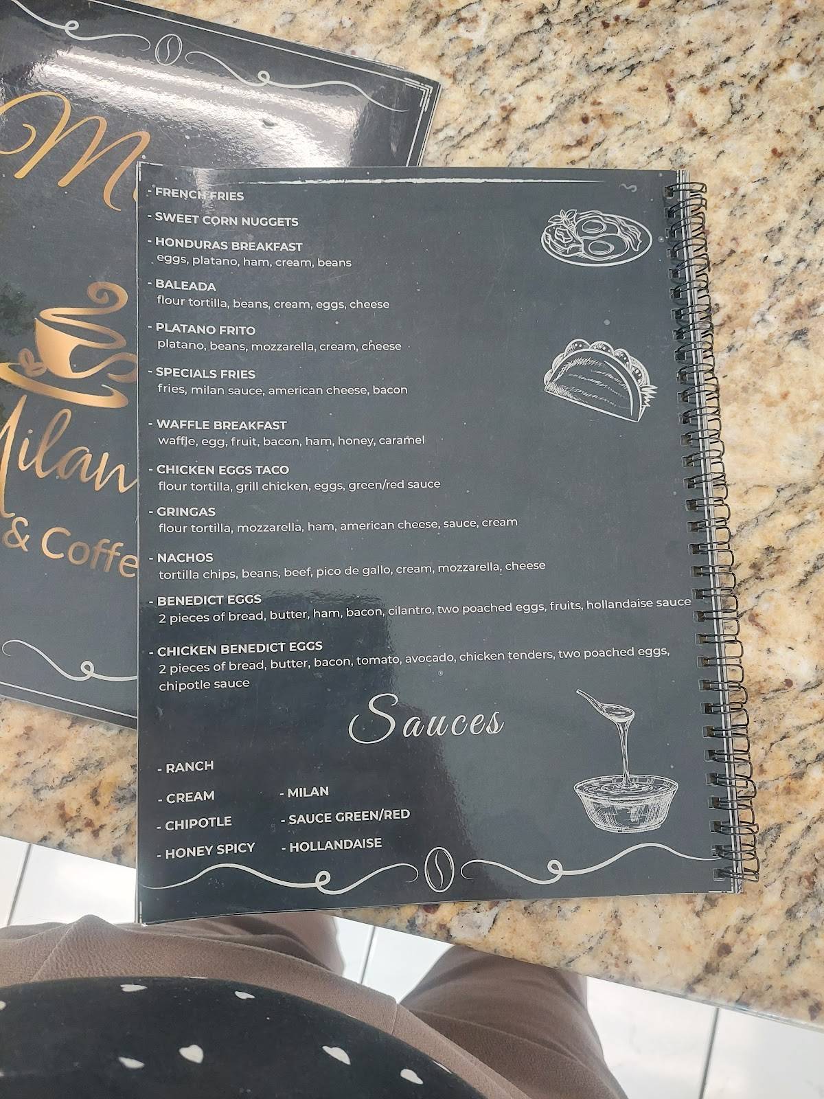 Menu at Milan Bakery, Port Arthur