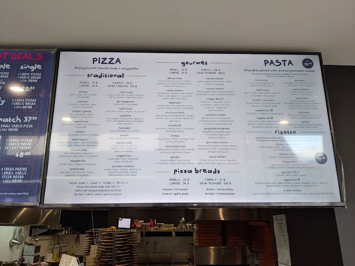 Menu at Mills and Grills pizzeria, Florey