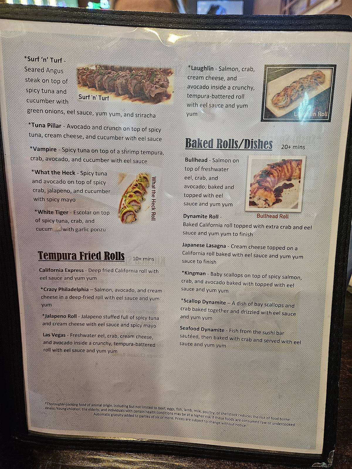 Menu at Minato Japanese & Korean Restaurant, Laughlin