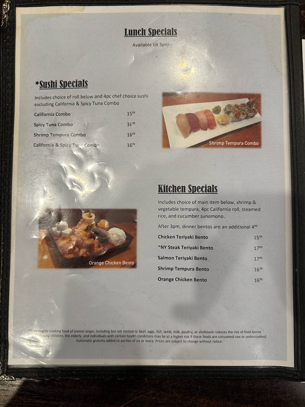 Menu at Minato Japanese & Korean Restaurant, Laughlin