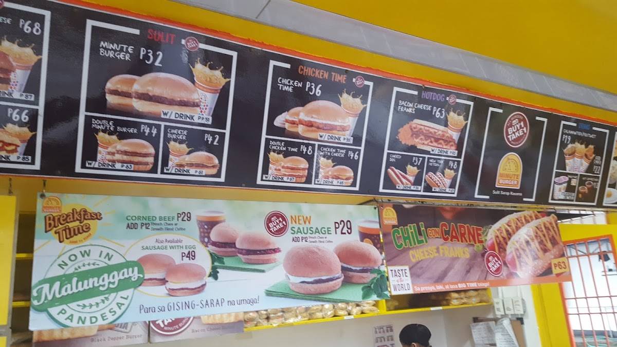 Menu at Minute Burger restaurant, Cainta, J4M5+G8V