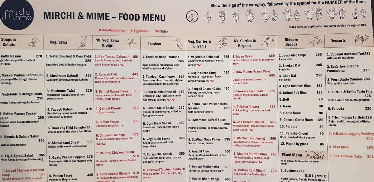 Menu at Mirchi & Mime, Mumbai, Transocean House