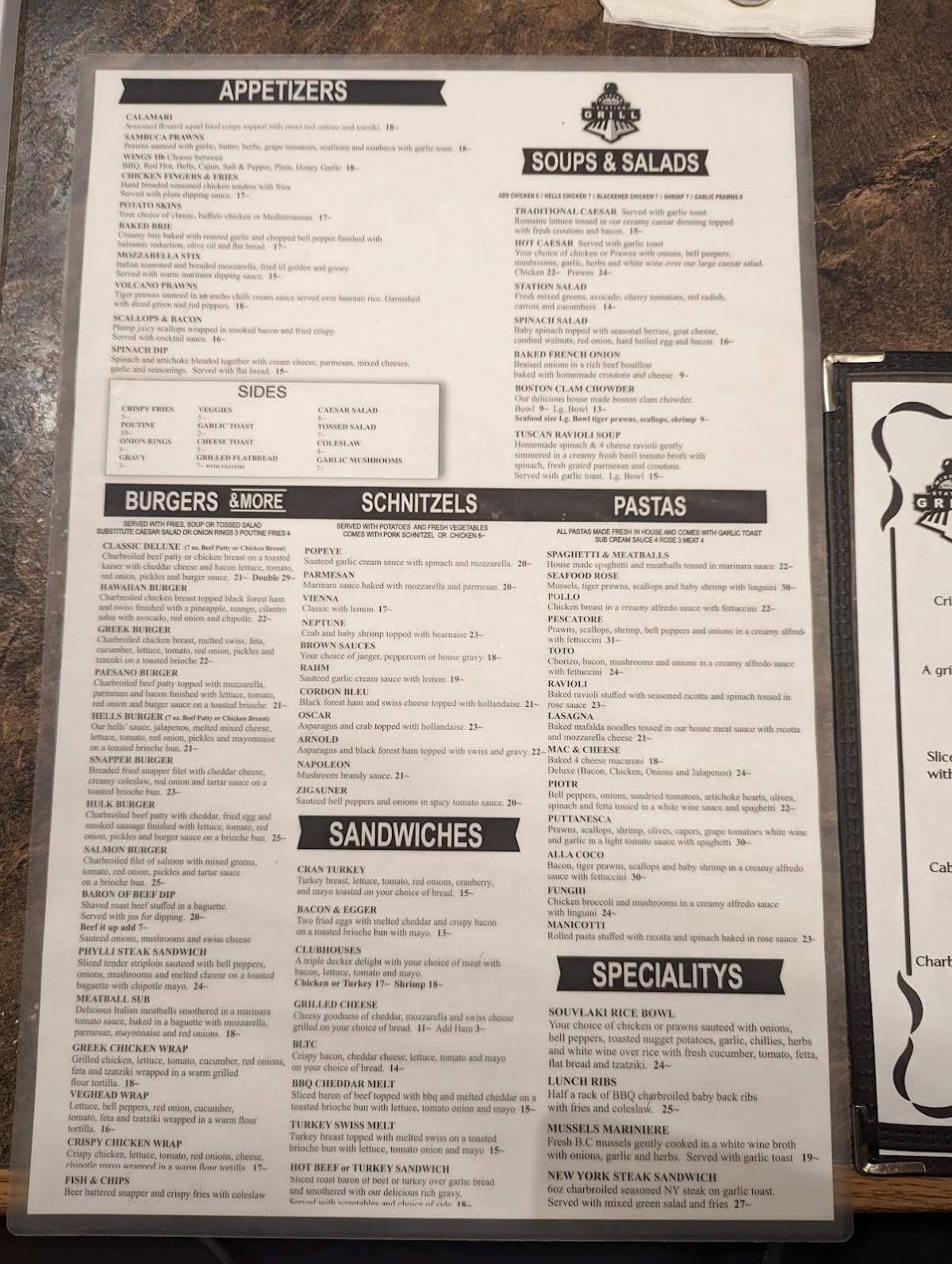 Menu at Mission Station Grill restaurant, Mission