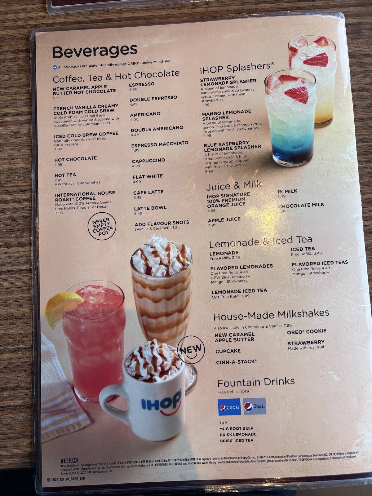 Menu at IHOP Erin Mills restaurant, Mississauga