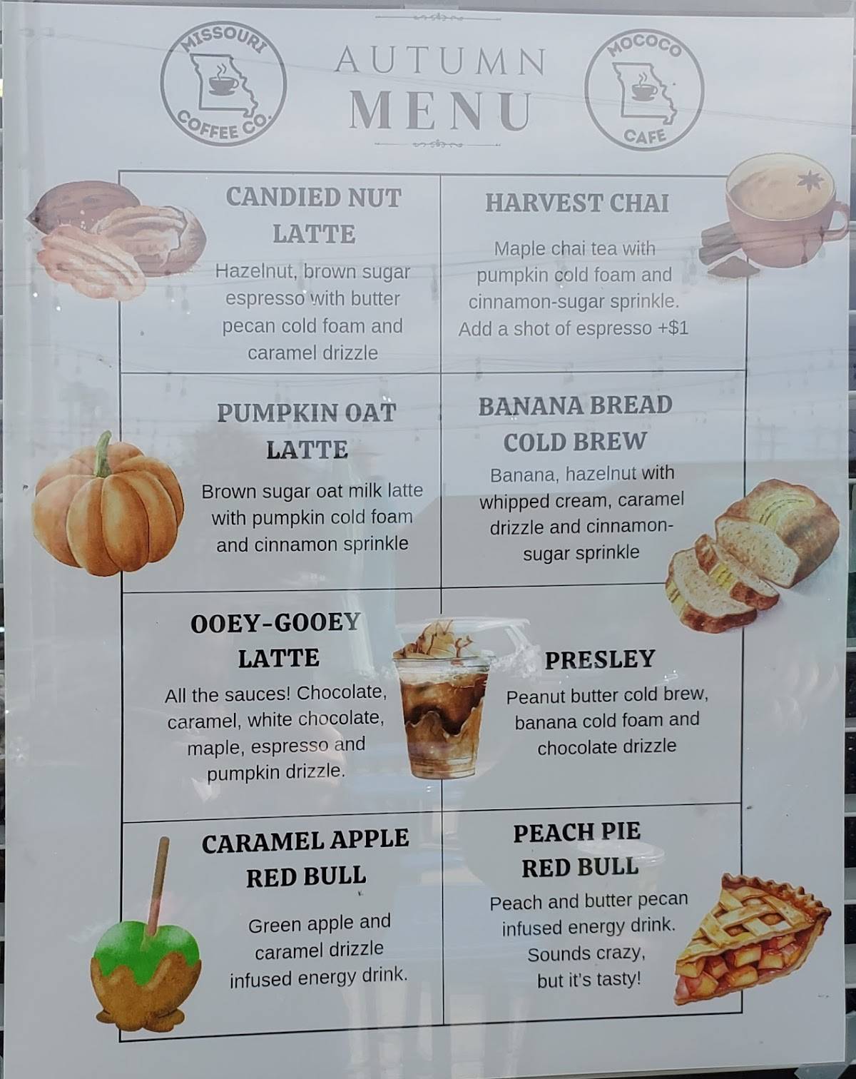 Menu at MoCoCo Cafe, Hamilton