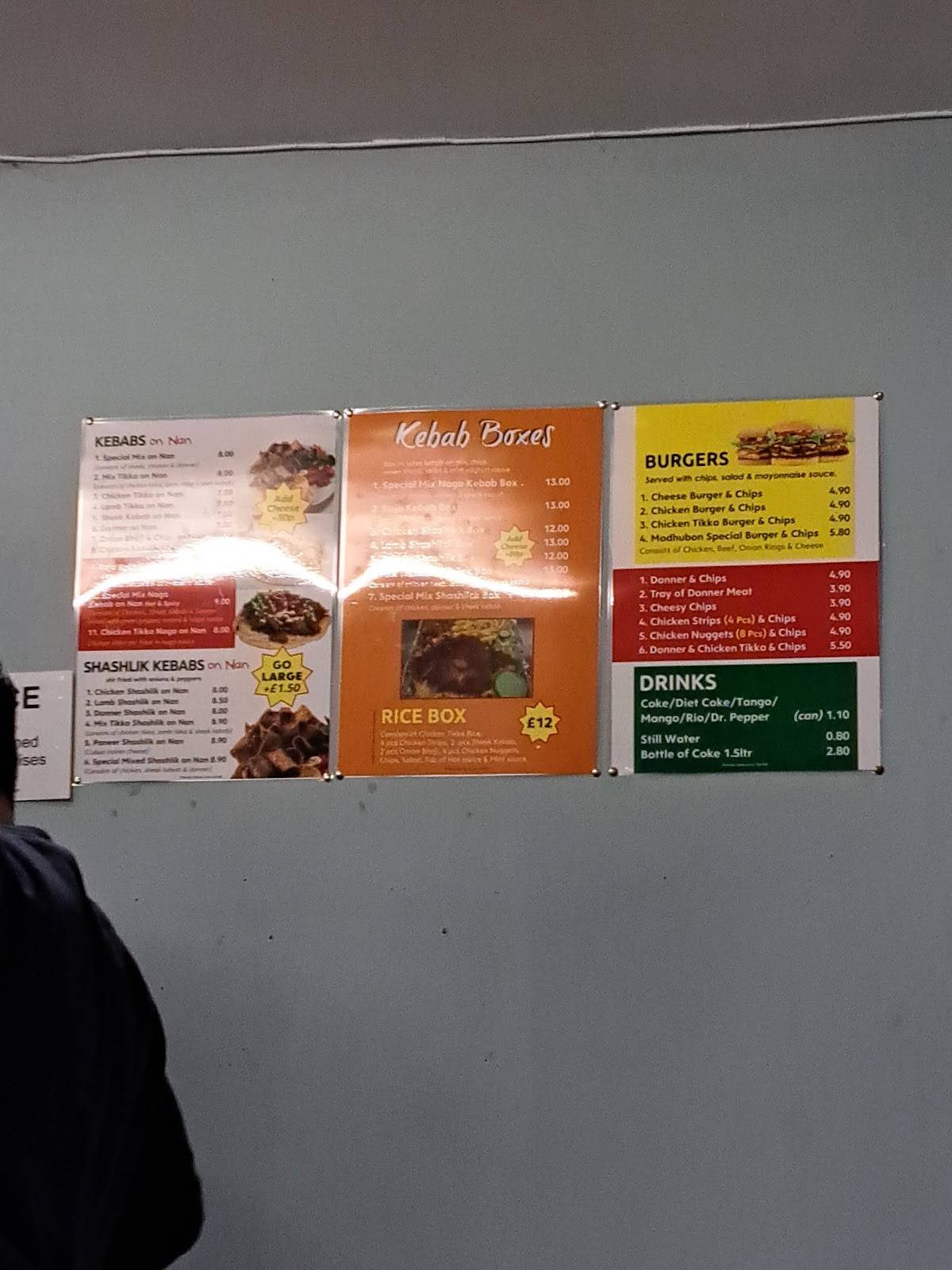 Menu at Modhubon fast food, Oldham