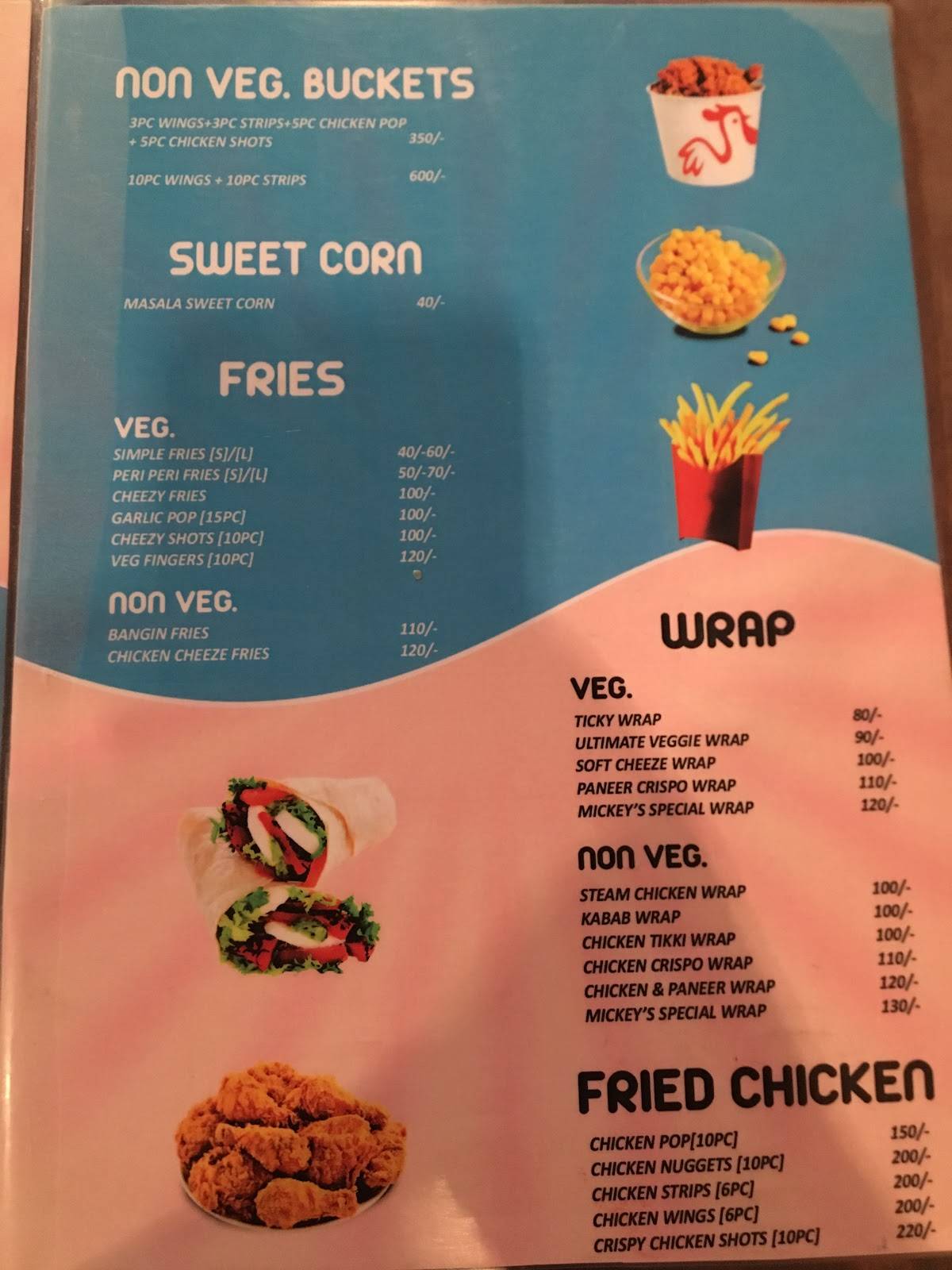 Menu at Mickeys Meal, Moga